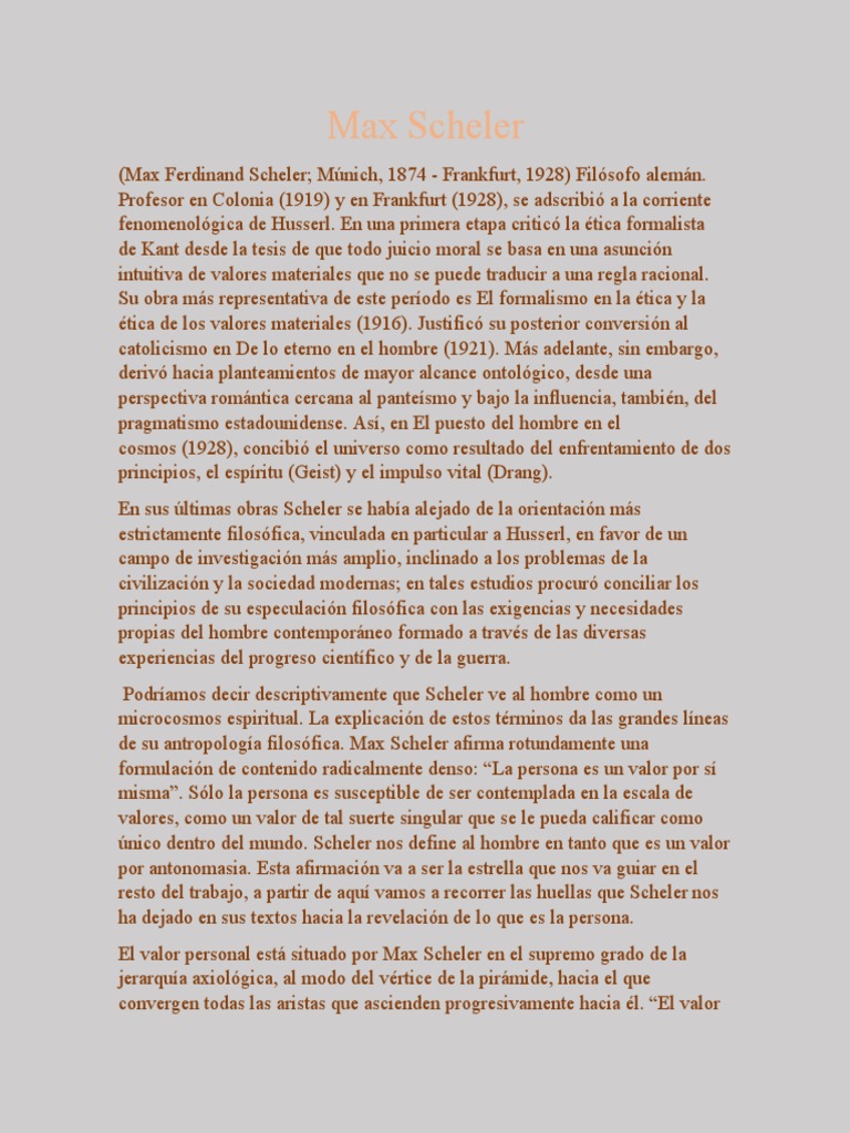Max Scheler | PDF | Edmund Husserl | Movimientos filosóficos