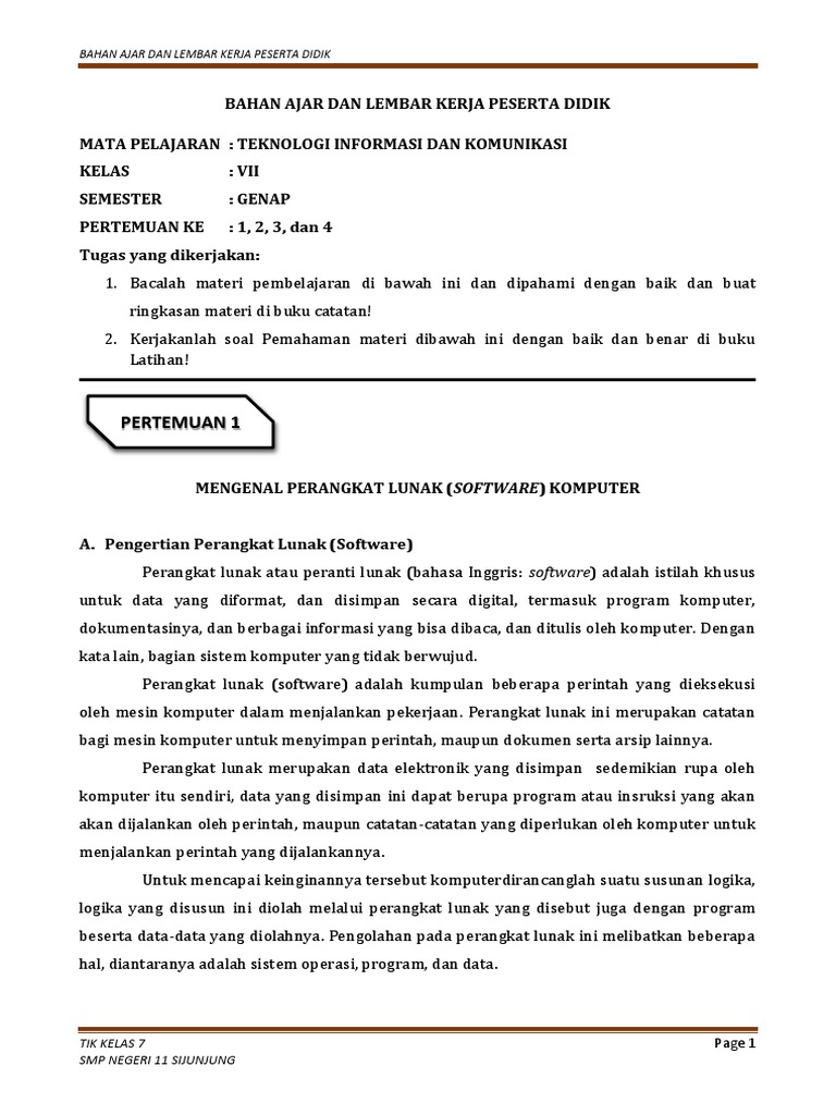 TIK Kelas 7: Mengenal Software | PDF