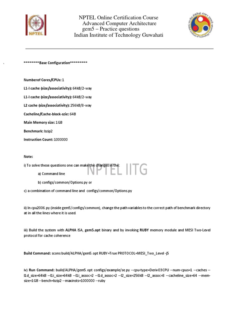 Gem5 Practice Questions | PDF | Central Processing Unit | Cpu Cache