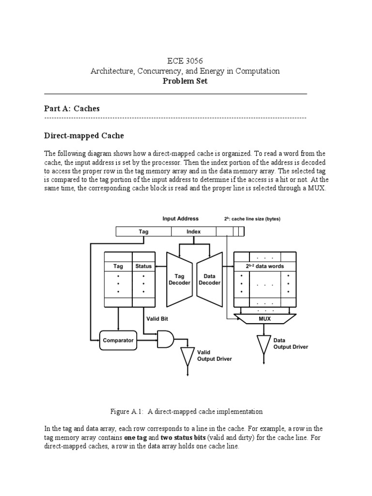 Problem Set Part A: Caches Direct-Mapped Cache: ECE 3056 Architecture ... Problem Set Part A: Caches Direct-Mapped Cache: ECE 3056 Architecture ...
