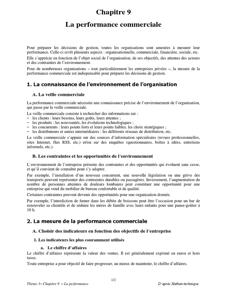 CH 9 La Performance Commerciale | PDF | Sodles | Business