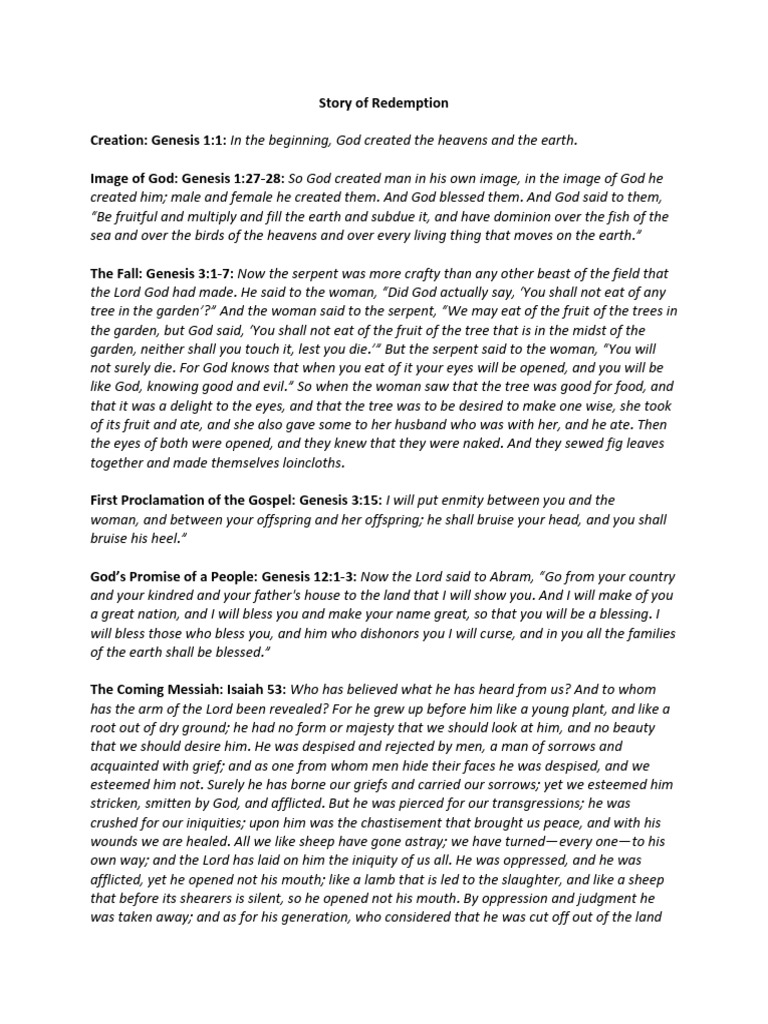 Story of Redemption | Download Free PDF | Jesus | Epistle To The Romans