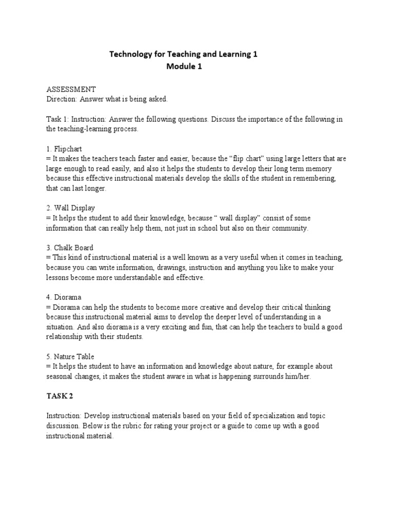 Technology For Teaching and Learning 1: Task 2 | PDF | Learning | Literacy