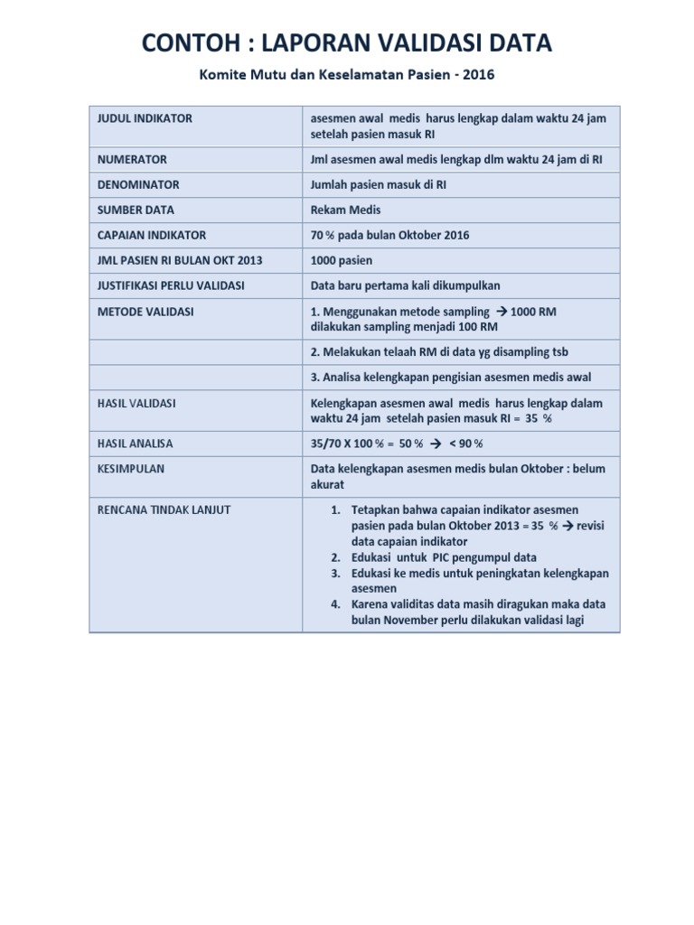 Form Laporan Validasi | PDF
