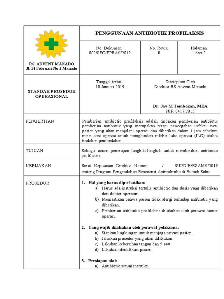 SPO PPRA Antibiotik Profilaksis Fix | PDF