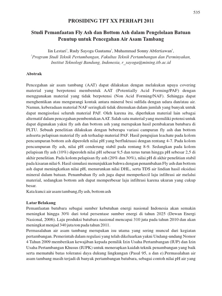 Studi Pemanfaatan Fly Ash Dan Bottom Ash | PDF | Ilmu Sosial
