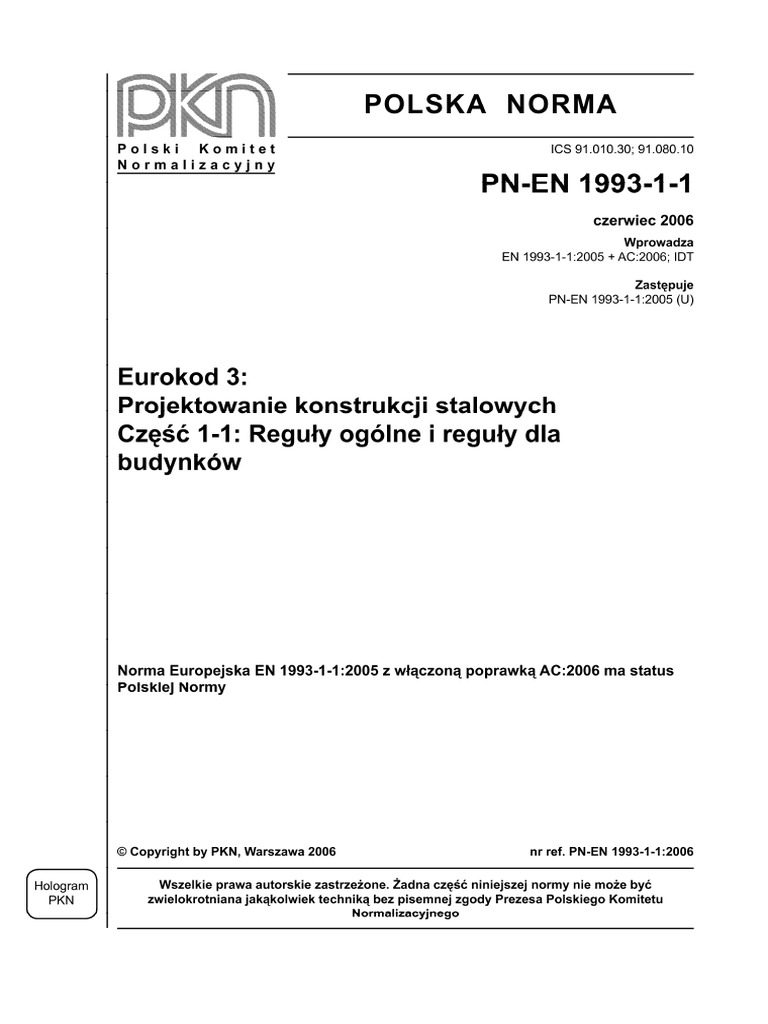 Eurokod 3 Część 1-1 | PDF