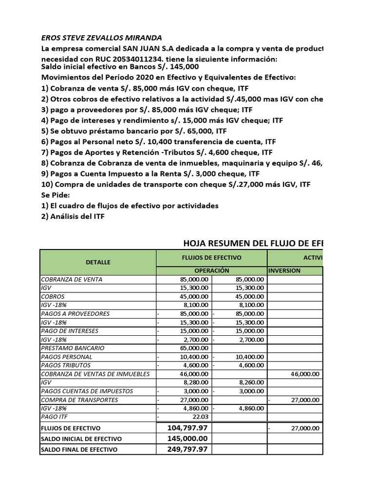 Ejercicio de Flujo de Efectivo | PDF | Economias | Dinero
