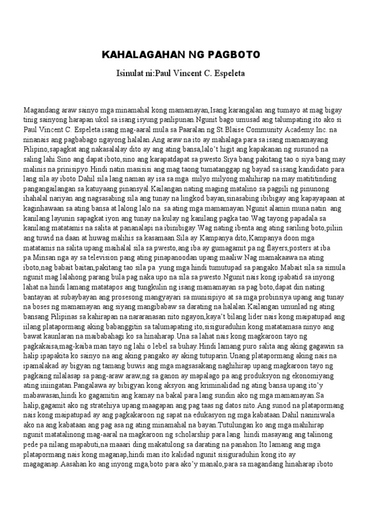 Kahalagahan NG Pagboto | PDF