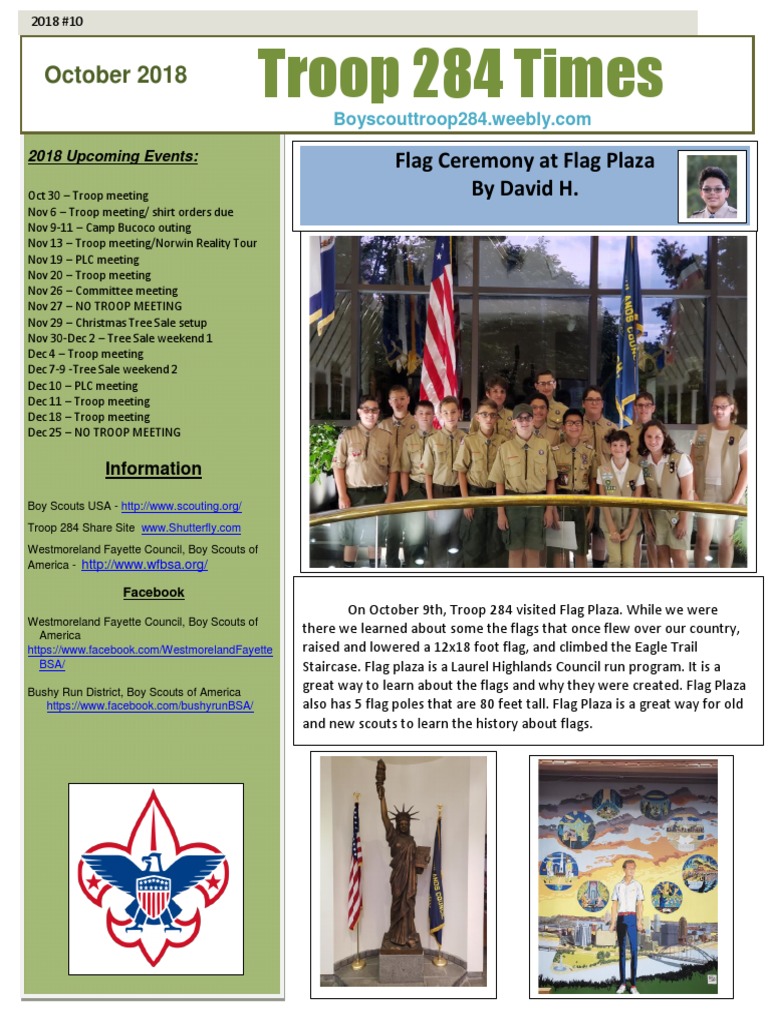 October Boy Scout Newsletter Pdf Boy Scouts Of America Scouting