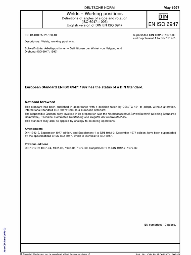 Din en Iso 6947 | PDF