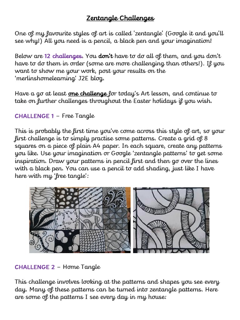 Zentangle Challenges 1.197416613 | PDF | Shape | Word