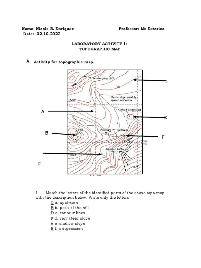 Activity 1 Topographic Activity (AutoRecovered) | PDF | Topography ...