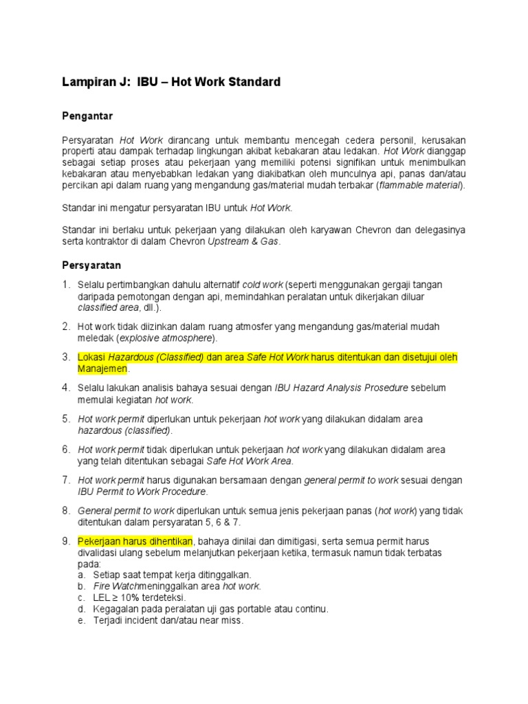 IBU - Hot Work Standard | PDF