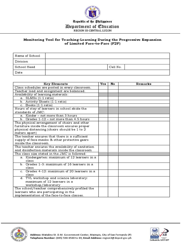 Monitoring Tool for Face-to-Face Classes | PDF | Teachers | Learning