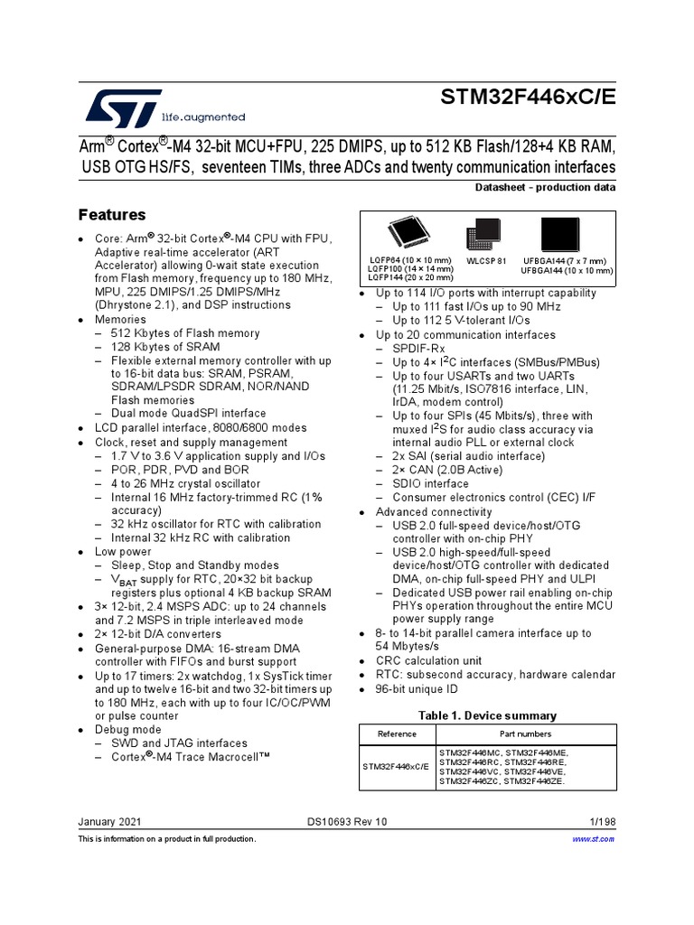 STM 32 F 446 Ve | PDF | Arm Architecture | Manufactured Goods