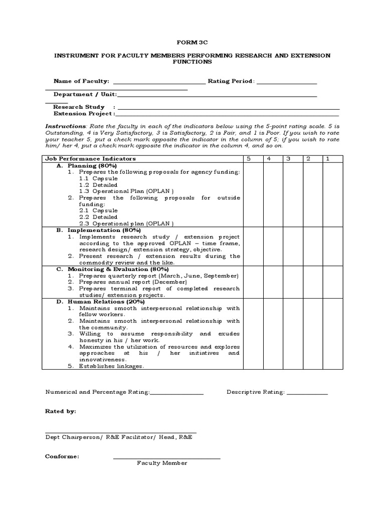 FORM 3C Research and Extension Functions | PDF