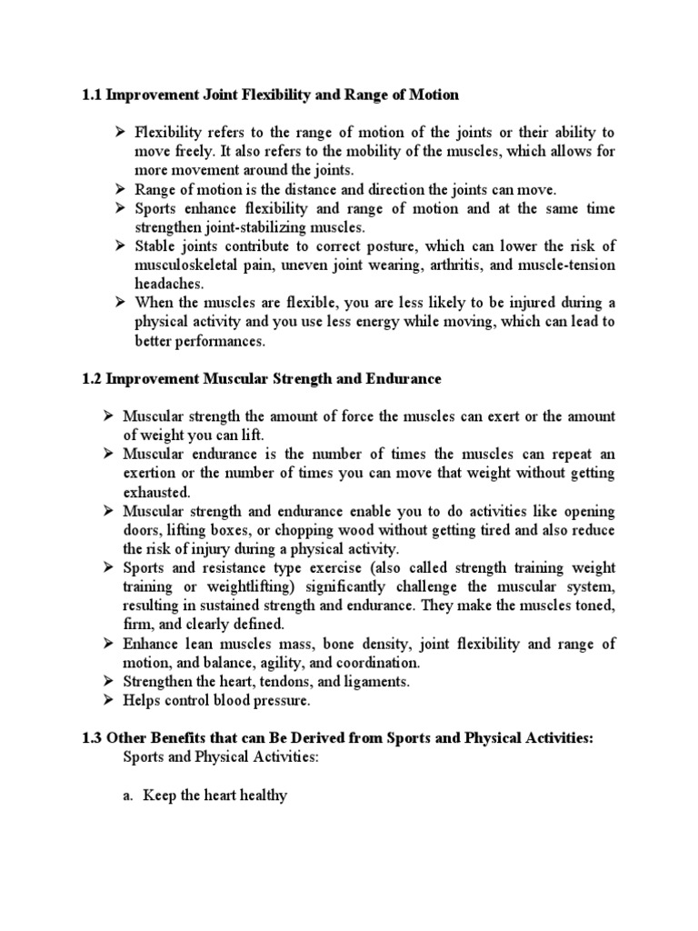 Improve Flexibility, Strength and Health with Sports | PDF ...