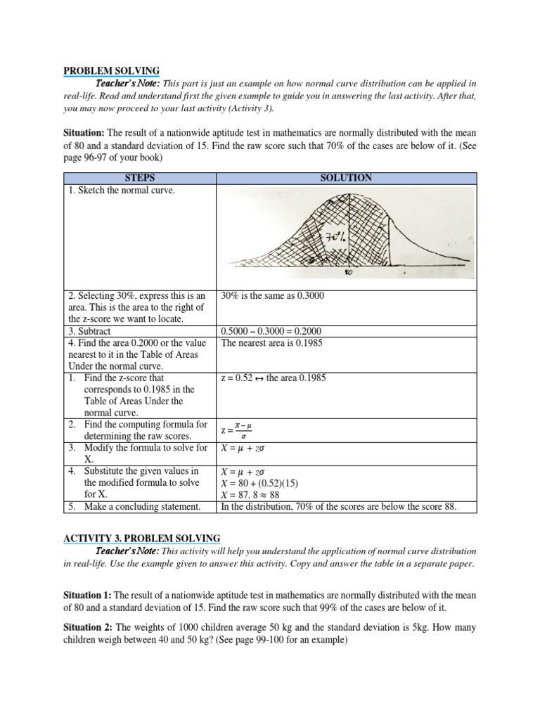 Problem Solving Involving Normal Curve | PDF | Finance & Money ...