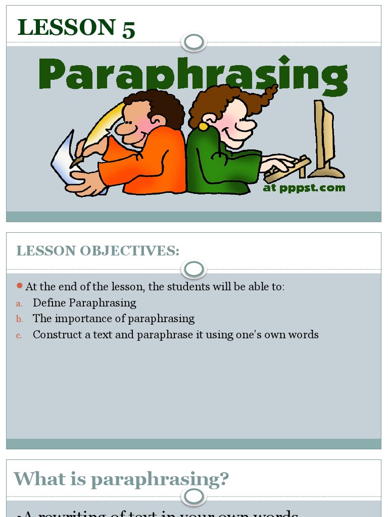 Lesson 5 Paraphrasing | PDF | Plagiarism | Anxiety