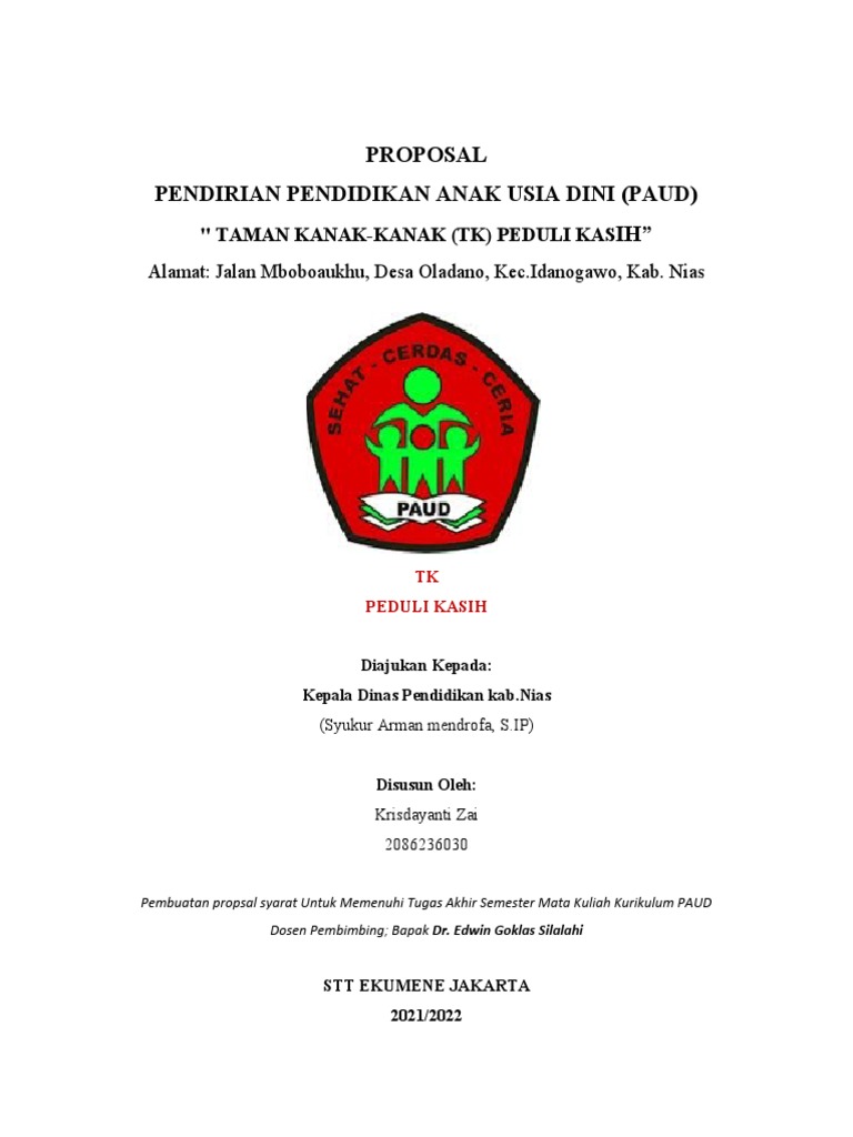 Proposal Pendirian Paud | PDF