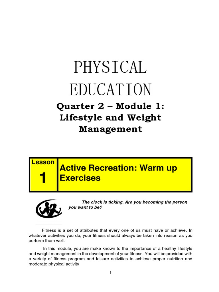 PE10 q2 Mod1 Active-Recreation | PDF | Physical Fitness | Foot