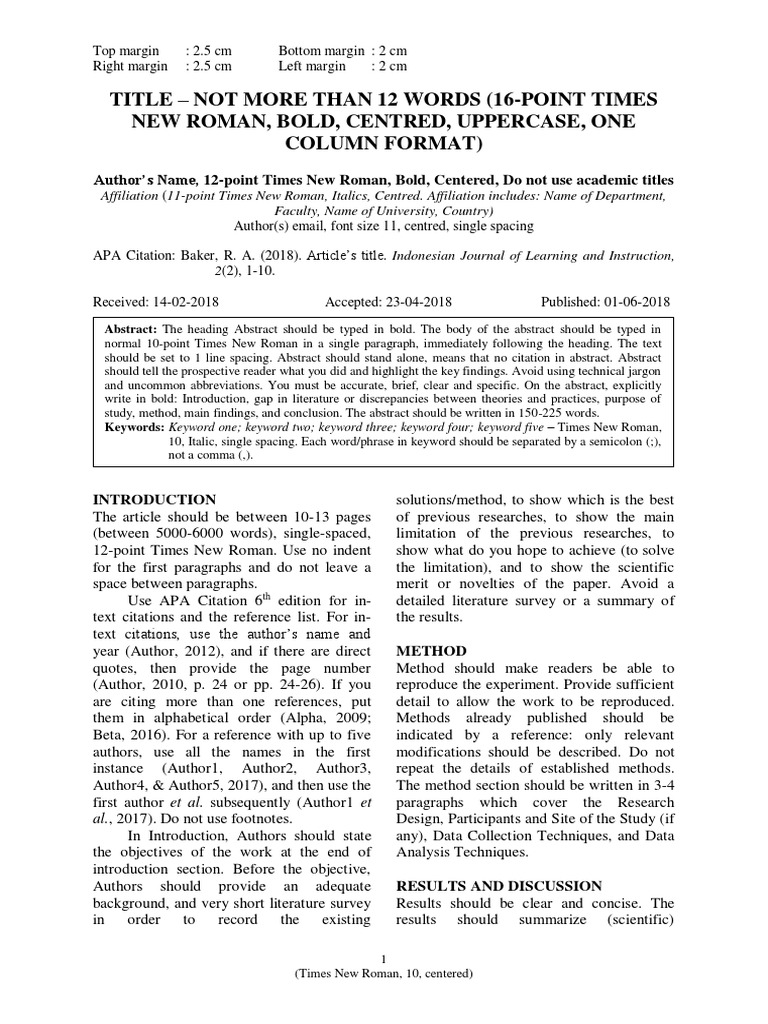 (IJLI) Article Guideline | PDF | Citation | Apa Style
