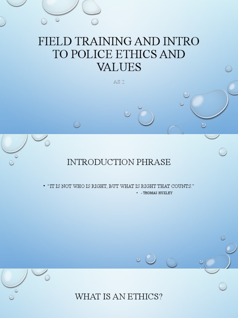 Field Training and Intro To Police Ethics and Values | PDF | Morality ...