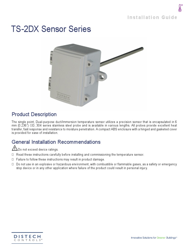 TS-D2X Sensor Series - IG | PDF | Duct (Flow) | Electrical Wiring