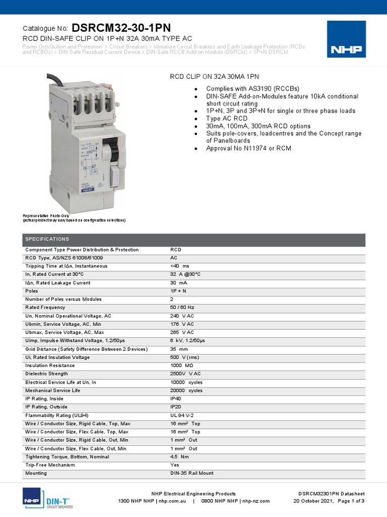 Electrical Engineers' RCD Datasheet | PDF | Alternating Current | Electrical Engineering