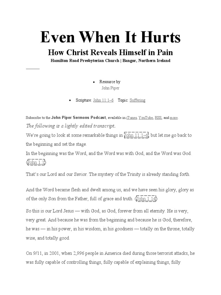 Even When It Hurts How Christ Reveals Himself in Our Pains | PDF ...