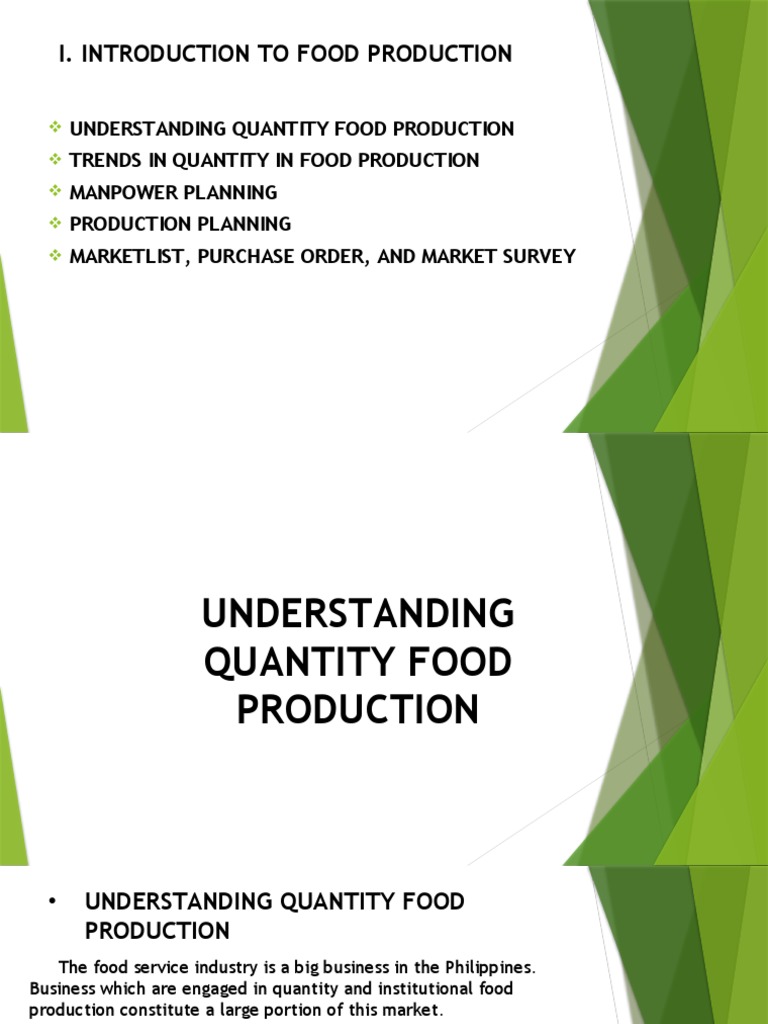 I. Introduction To Food Production | PDF | Foods | Menu