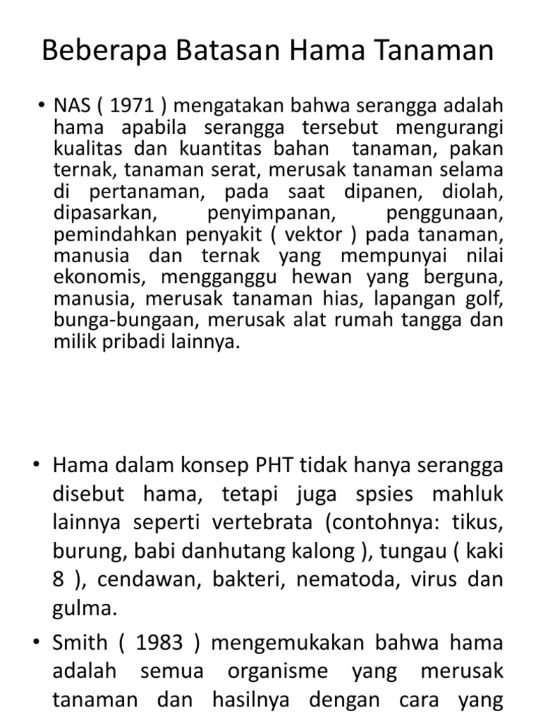 Pengendalian Hama Terpadu (PHT) | PDF