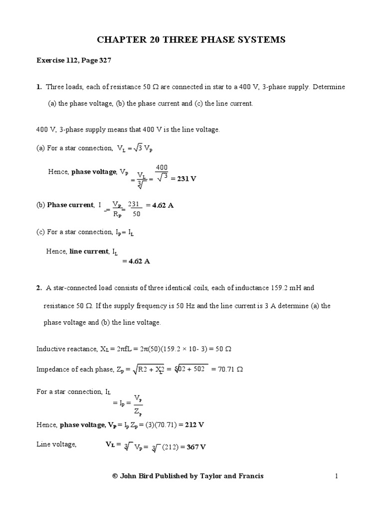 Chapter 20 Three Phase Systems | PDF | Capacitor | Electrical Impedance