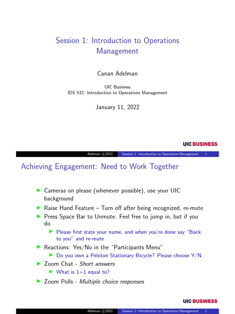 UIC Business IDS 532: Introduction To Operations Management | PDF | Operations Management ...