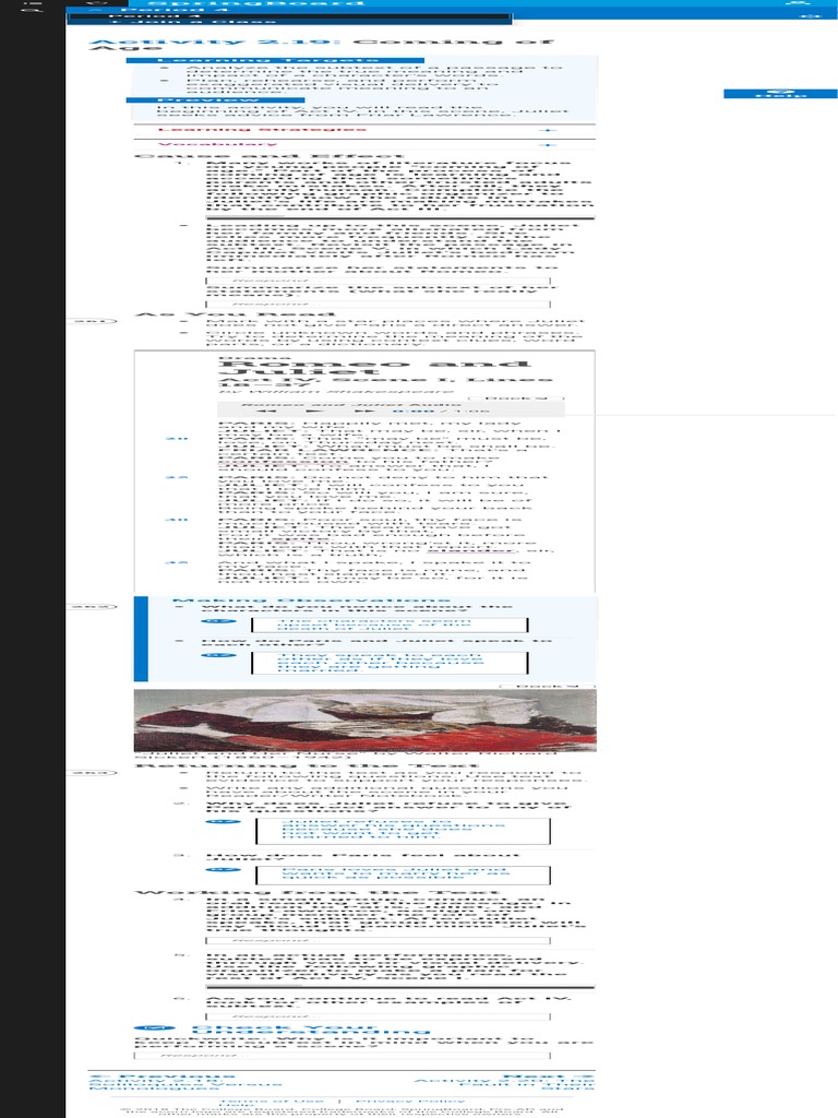 Springboard - Activity 2.19 Coming of Age | PDF | Romeo And Juliet ...