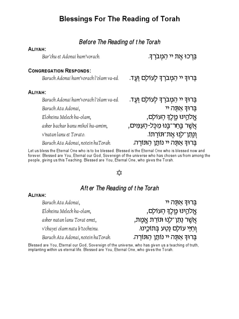 Blessings For The Reading of Torah | PDF | Torah Reading | Worship