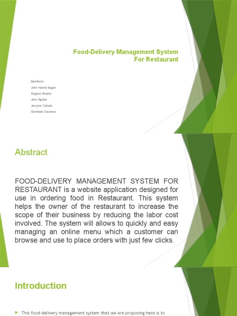 Food Delivery Management System | PDF | Information | Menu