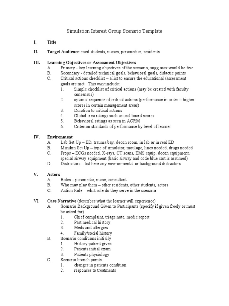 Simulation Interest Group Scenario Template | PDF | Simulation | Learning