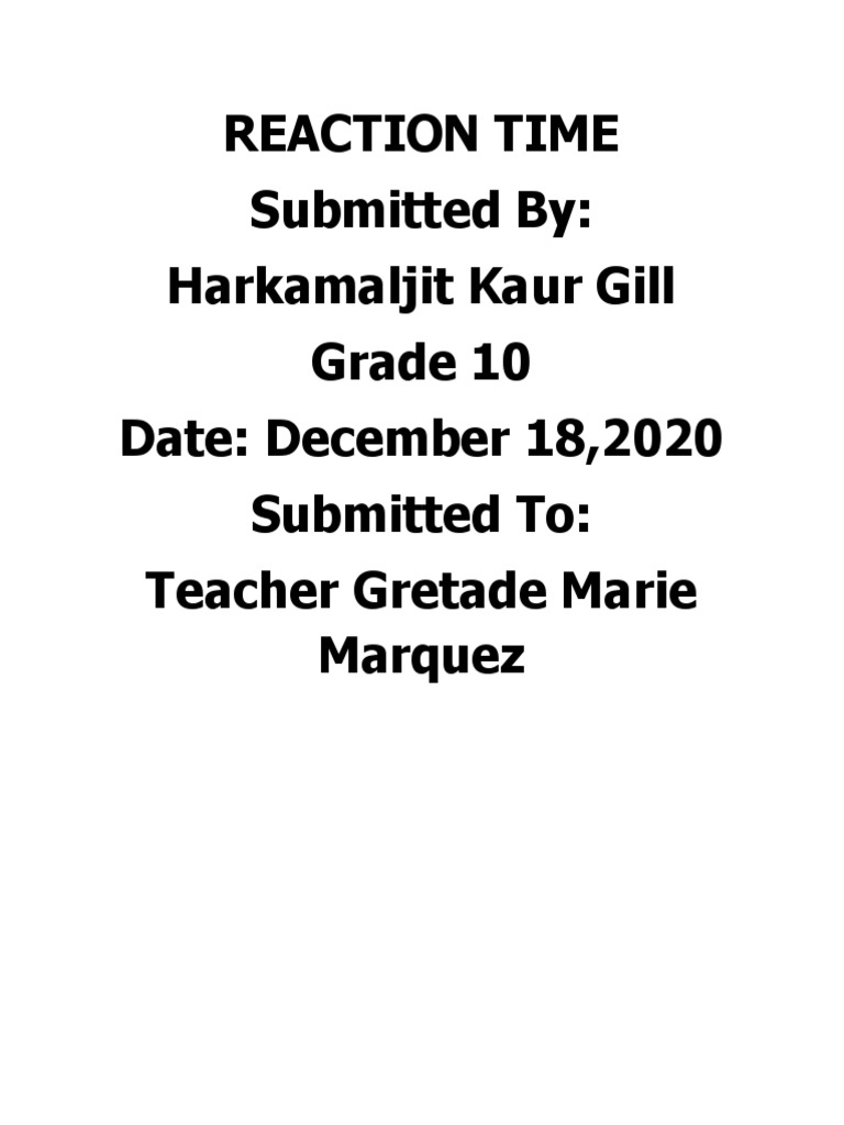 Reaction Time | PDF | Somatosensory System | Mental Chronometry