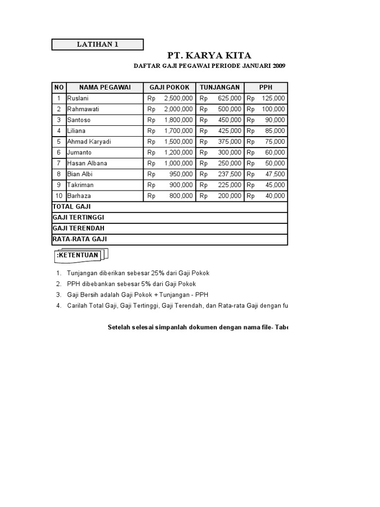Kumpulan Soal Praktik Microsoft Excel | PDF