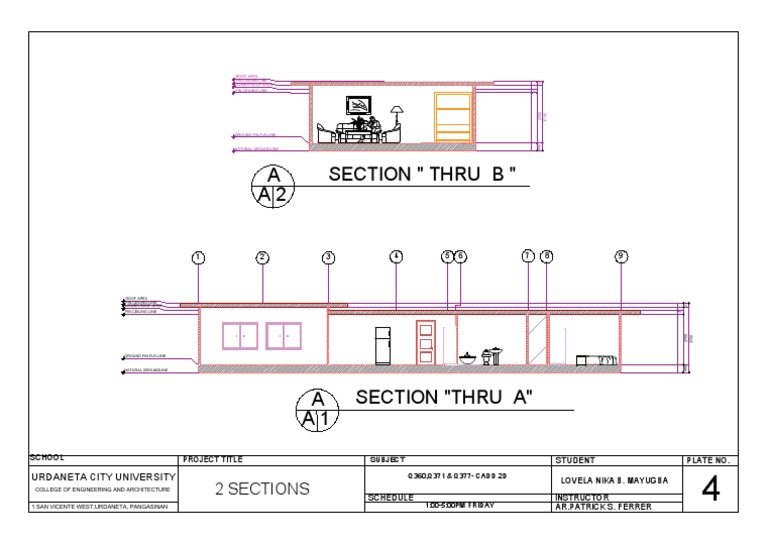 Section Views of a Two-Story Building | PDF