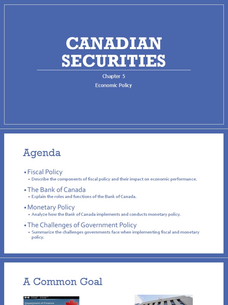 Canadian Securities: Economic Policy | PDF | Government Budget Balance ...
