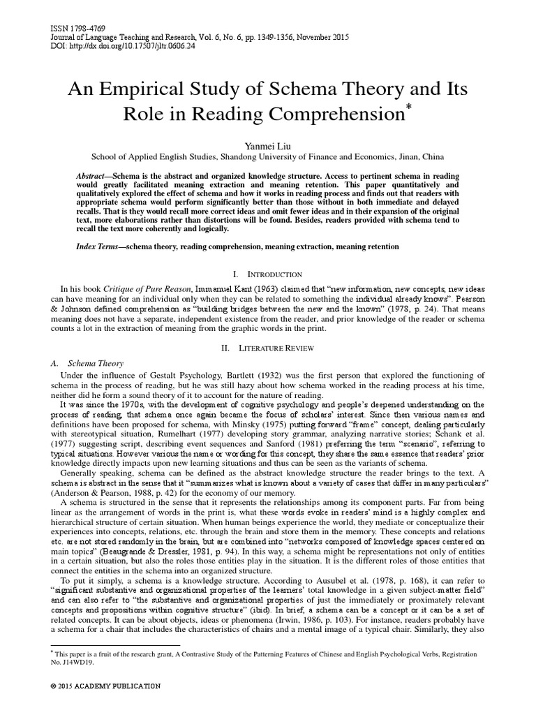An Empirical Study of Schema Theory and Its Role in Reading ...