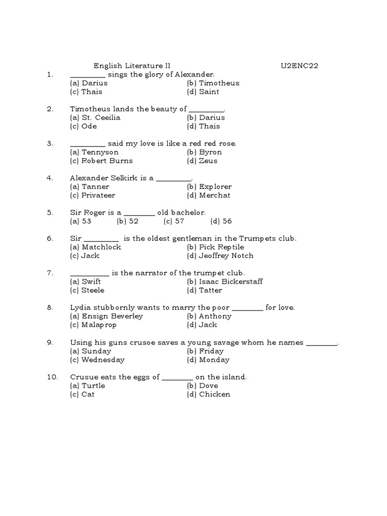 English Literature - II | PDF