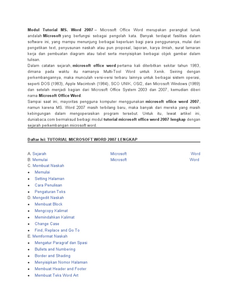 Modul Tutorial MS Word | PDF