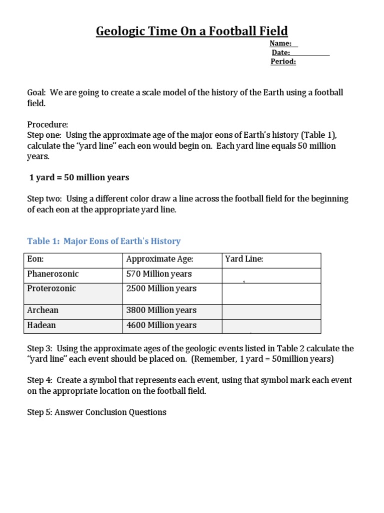 Geologic Time On A Football Field | PDF | Geologic Time Scale | Earth ...