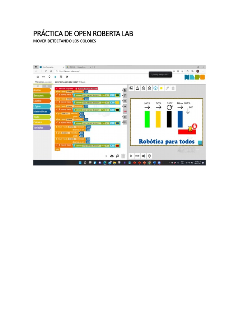 Práctica de Open Roberta Lab | PDF