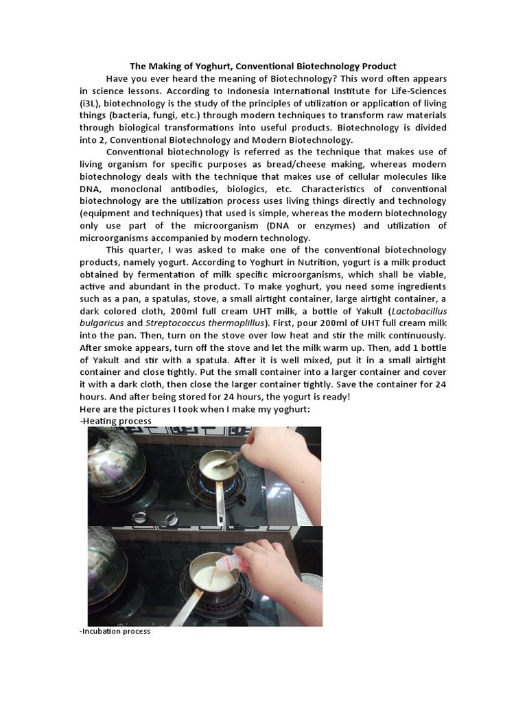 The Making of Yoghurt, Conventional Biotechnology Product | Download ...
