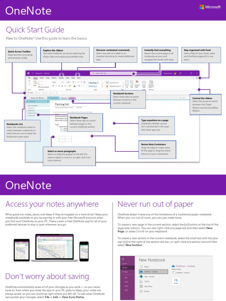 Quick Start Guide: New To Onenote? Use This Guide To Learn The Basics | PDF | Software ...
